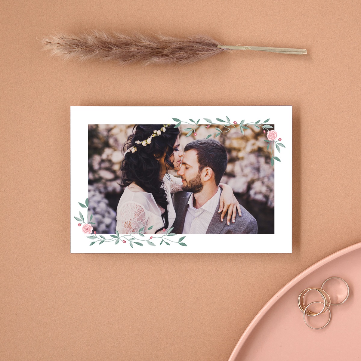 Carte de remerciement mariage Feuillage-Rectangle simple | Echantillon ...