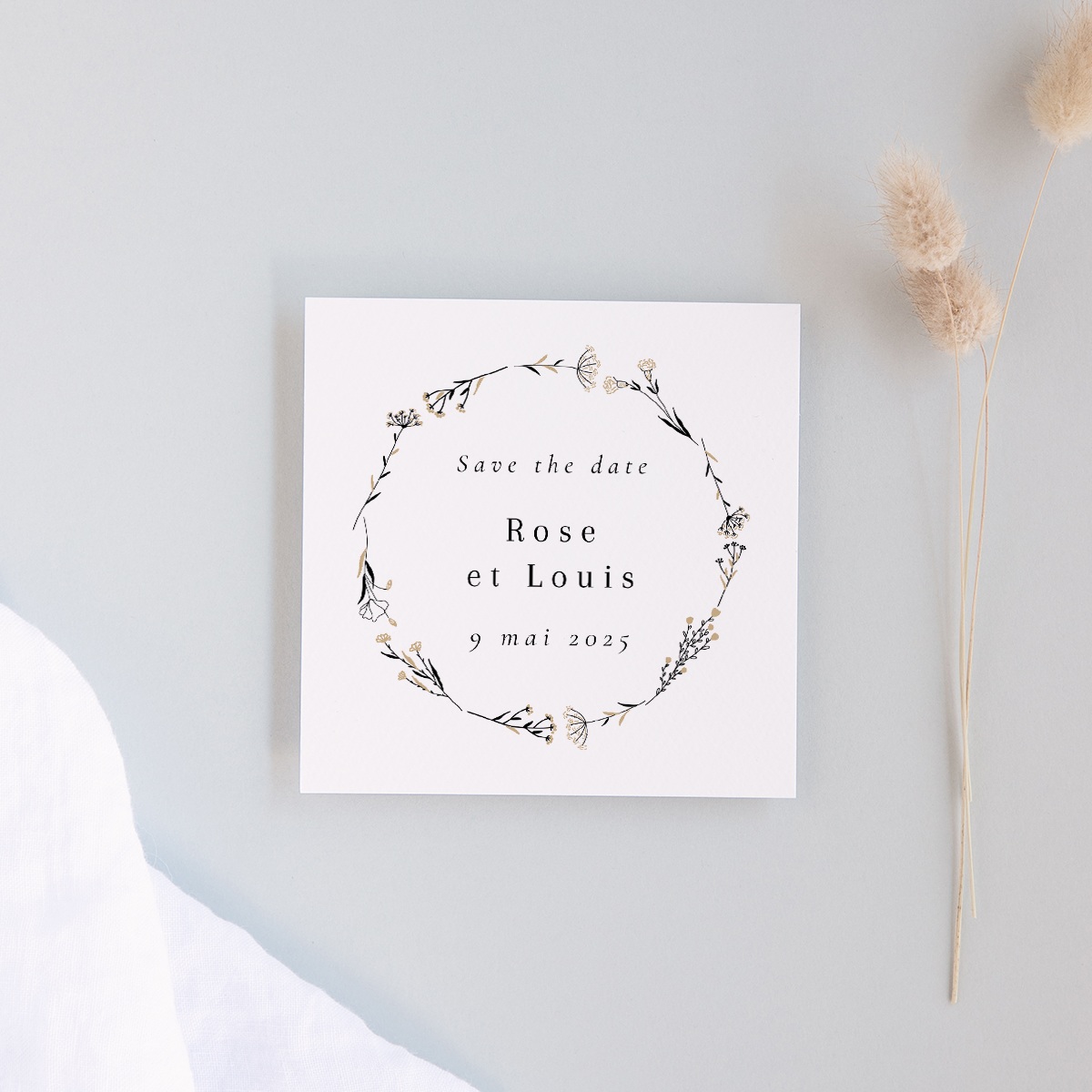 Save-the-date mariage Couronne du Bonheur, Carré simple | Echantillon ...