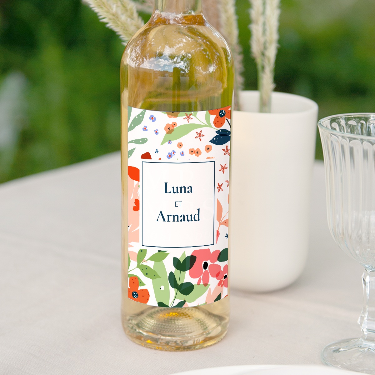 Etiquette bouteille mariage Blooming Love, 8 x 13 cm | Satisfait ou ...
