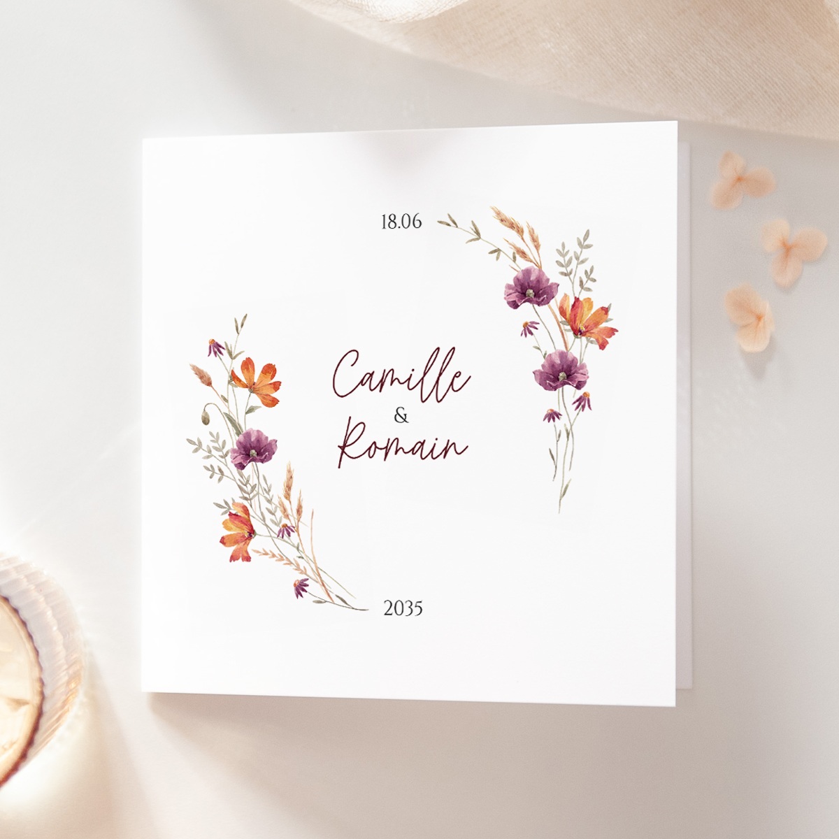 Faire-part de mariage L'Amour en fleurs | Echantillon offert
