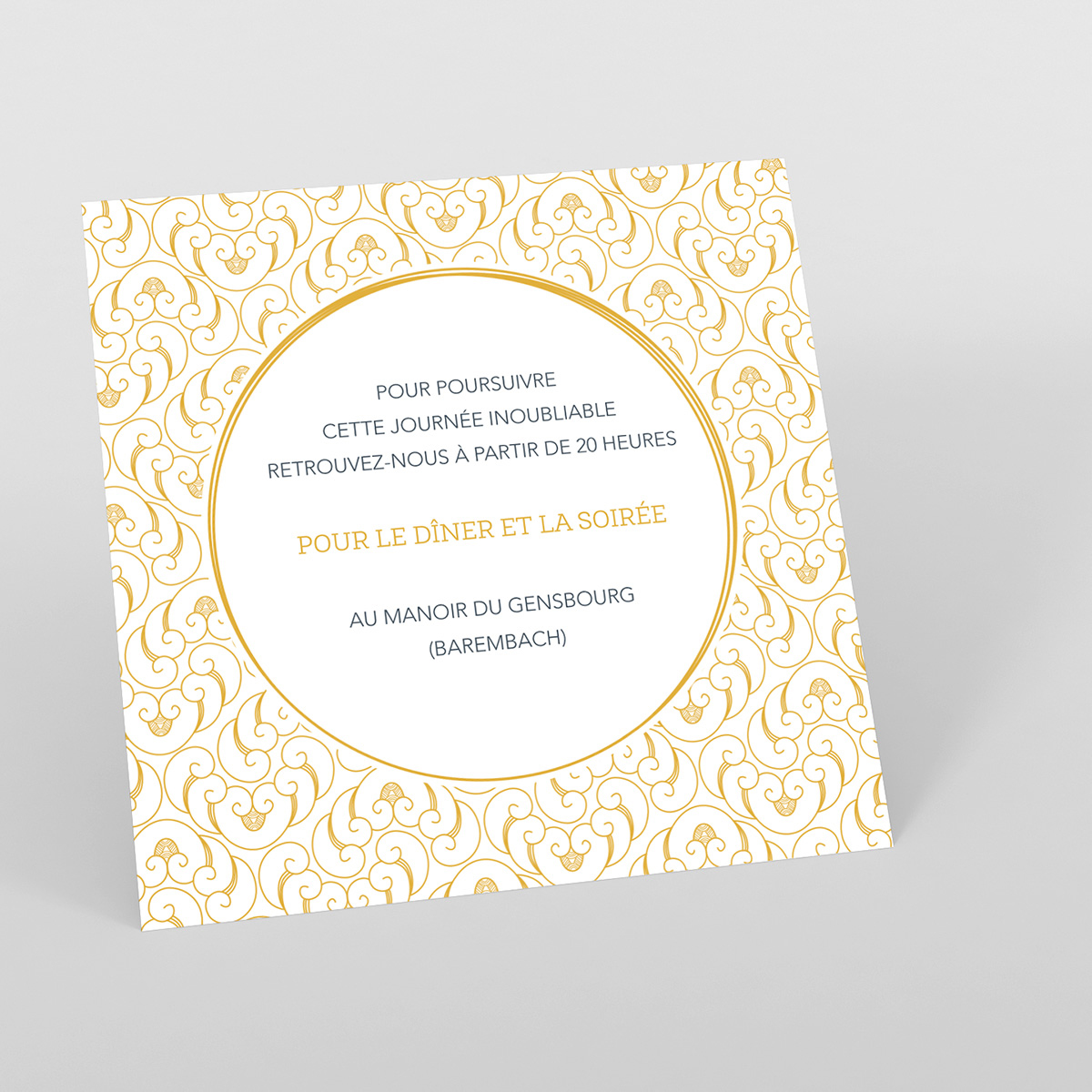 Carte d'invitation mariage Rococo graphique | Echantillon offert