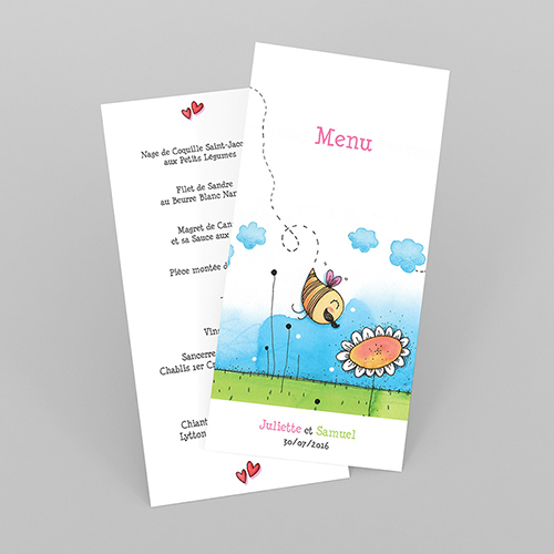 Menu mariage original : 192 modèles personnalisables (échantillon offert)