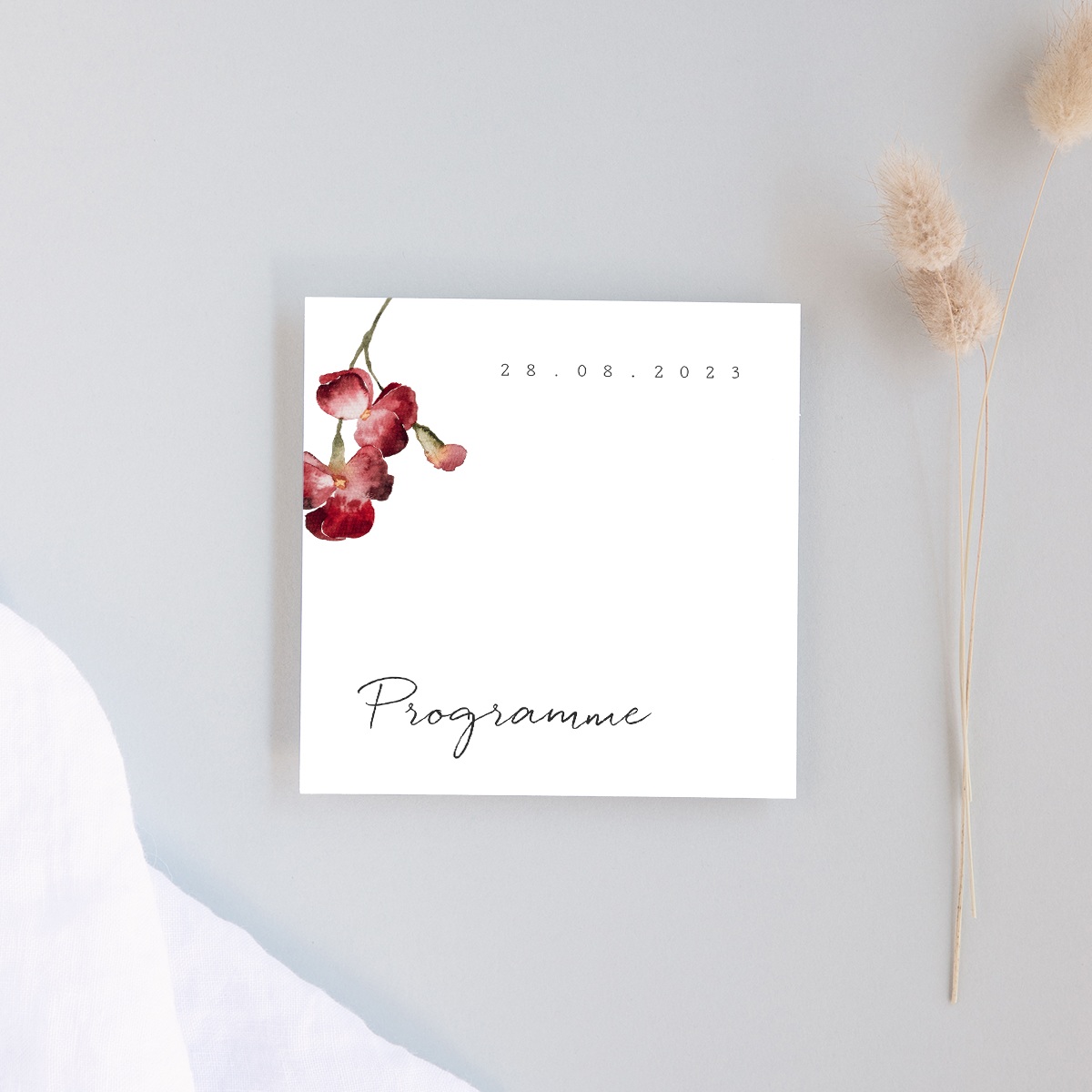 Programme mariage Bouquet de fleurs pourpres, Programme, 10 x 10 ...