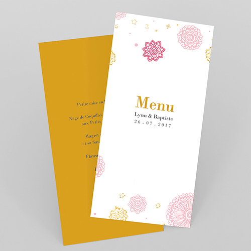 Menu mariage original : 192 modèles personnalisables (échantillon offert)