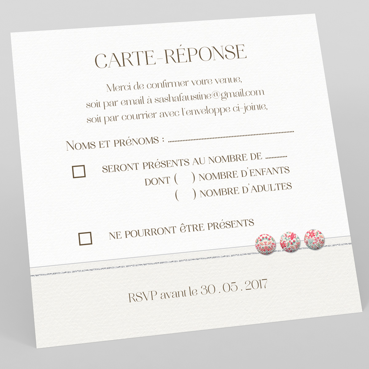 Carton réponse mariage Pureté | Echantillon offert